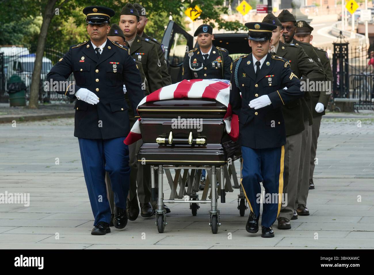 The casket of former Rep. Charles Rangel, D-N.Y., arrives at New York's ...