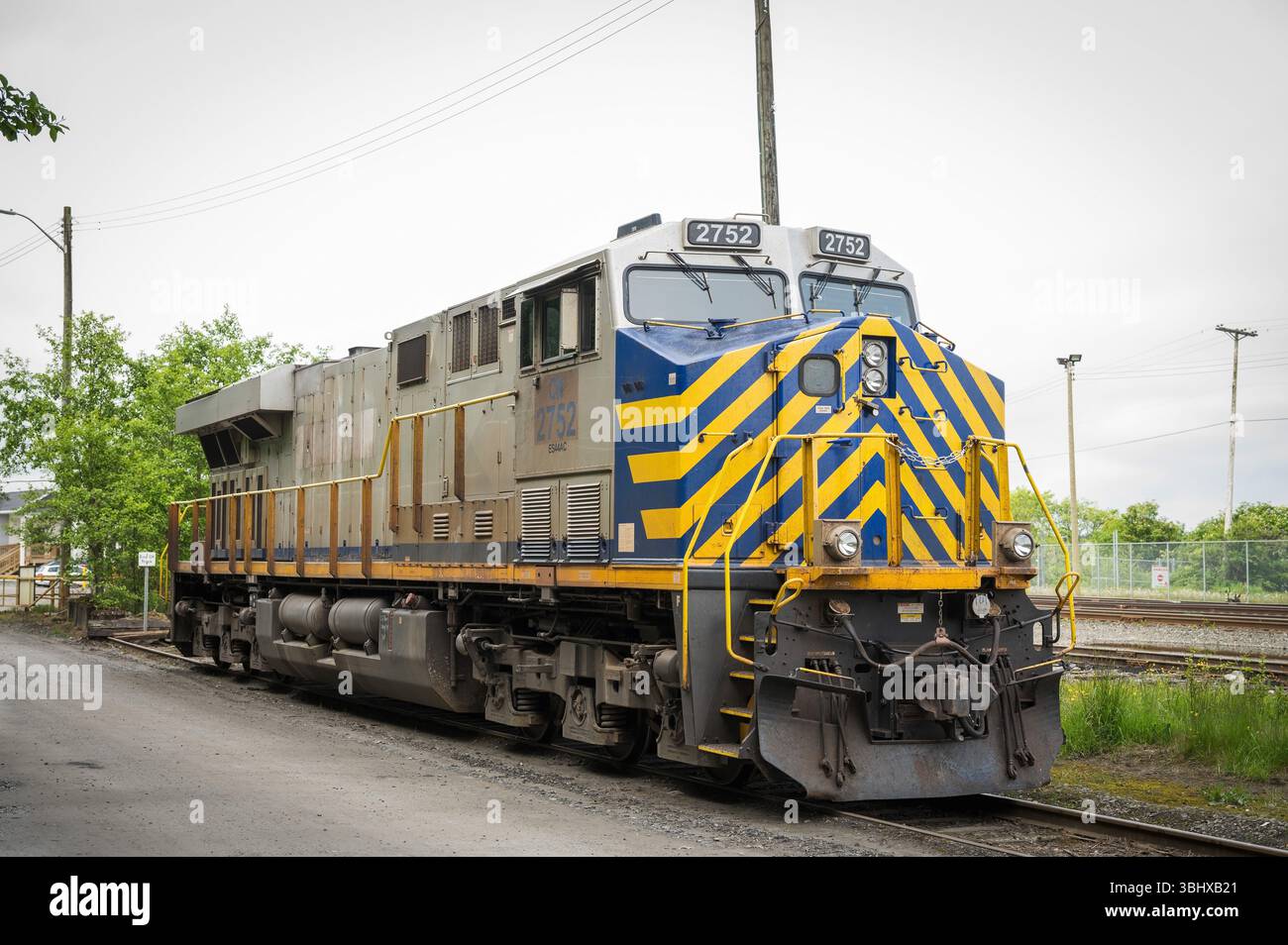 A Canadian National, or CN Rail, train locomotive engine. Prince Rupert ...