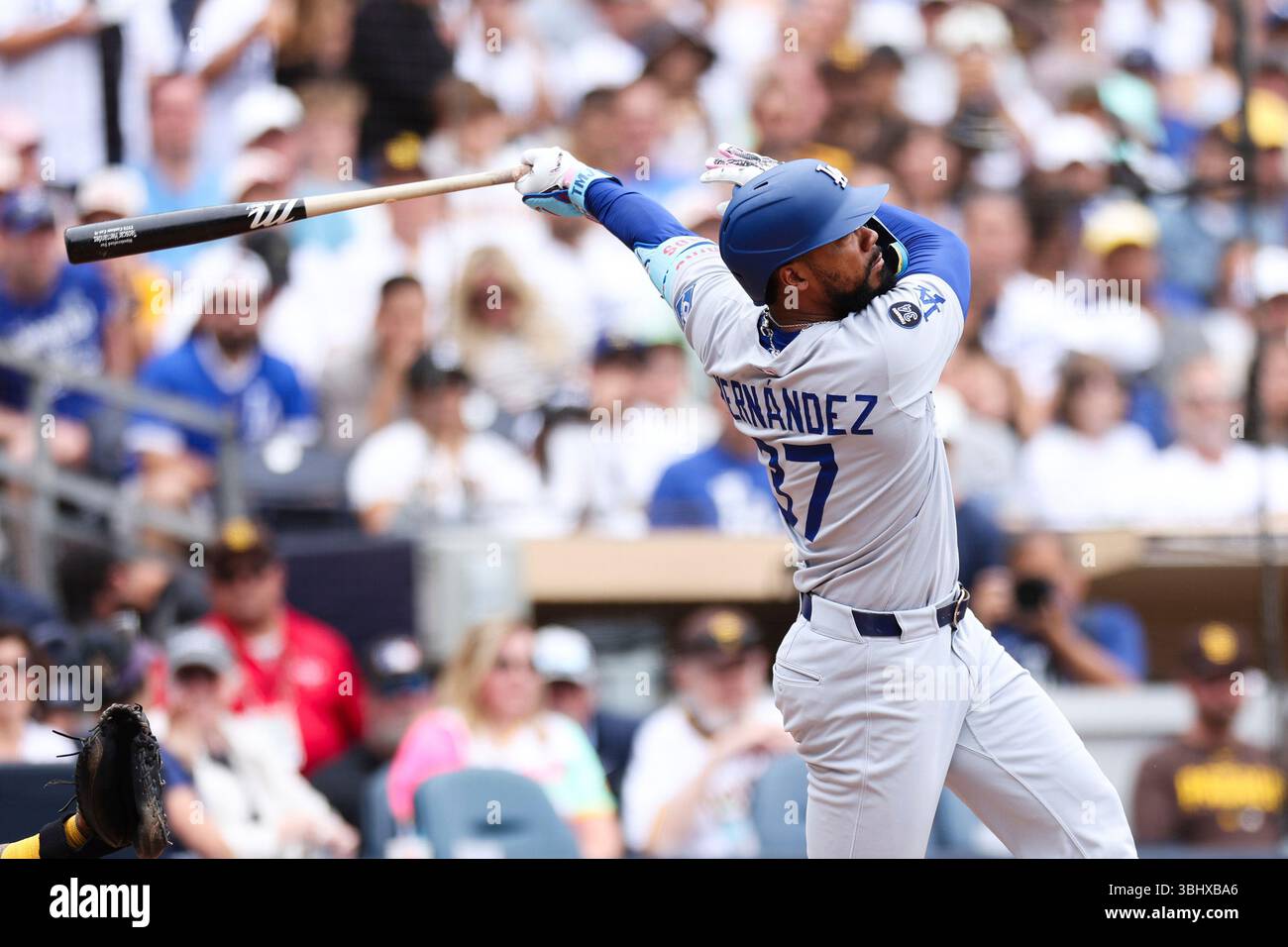 Los Angeles Dodgers' Teoscar Hernandez hits a three-run home run ...