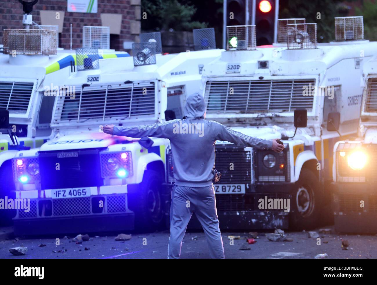 Ballymena, Northern Ireland 11th Jun 2025. Riot police on the streets ...