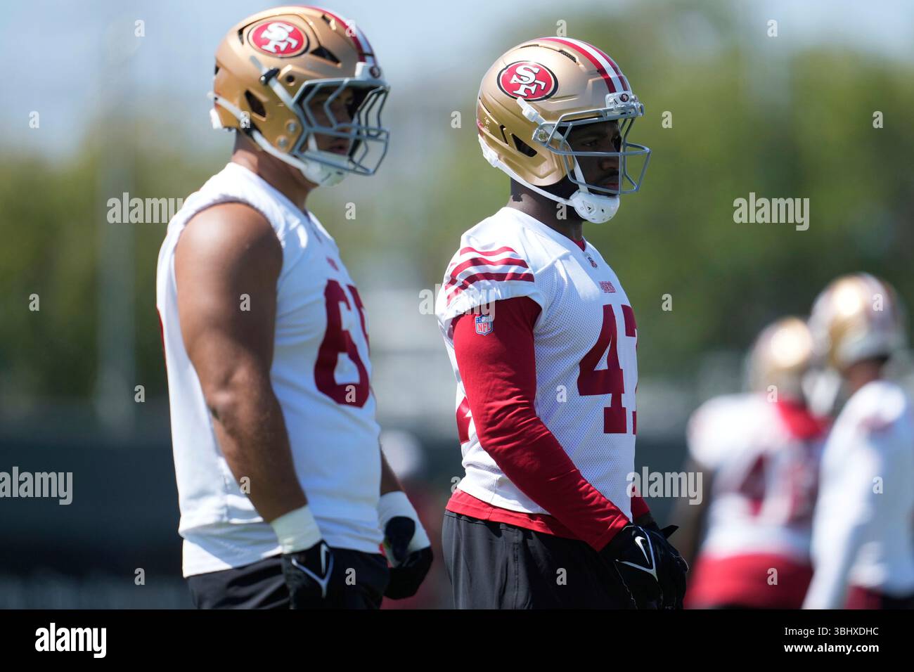 San Francisco 49ers defensive lineman Sebastian Valdez, left, and ...
