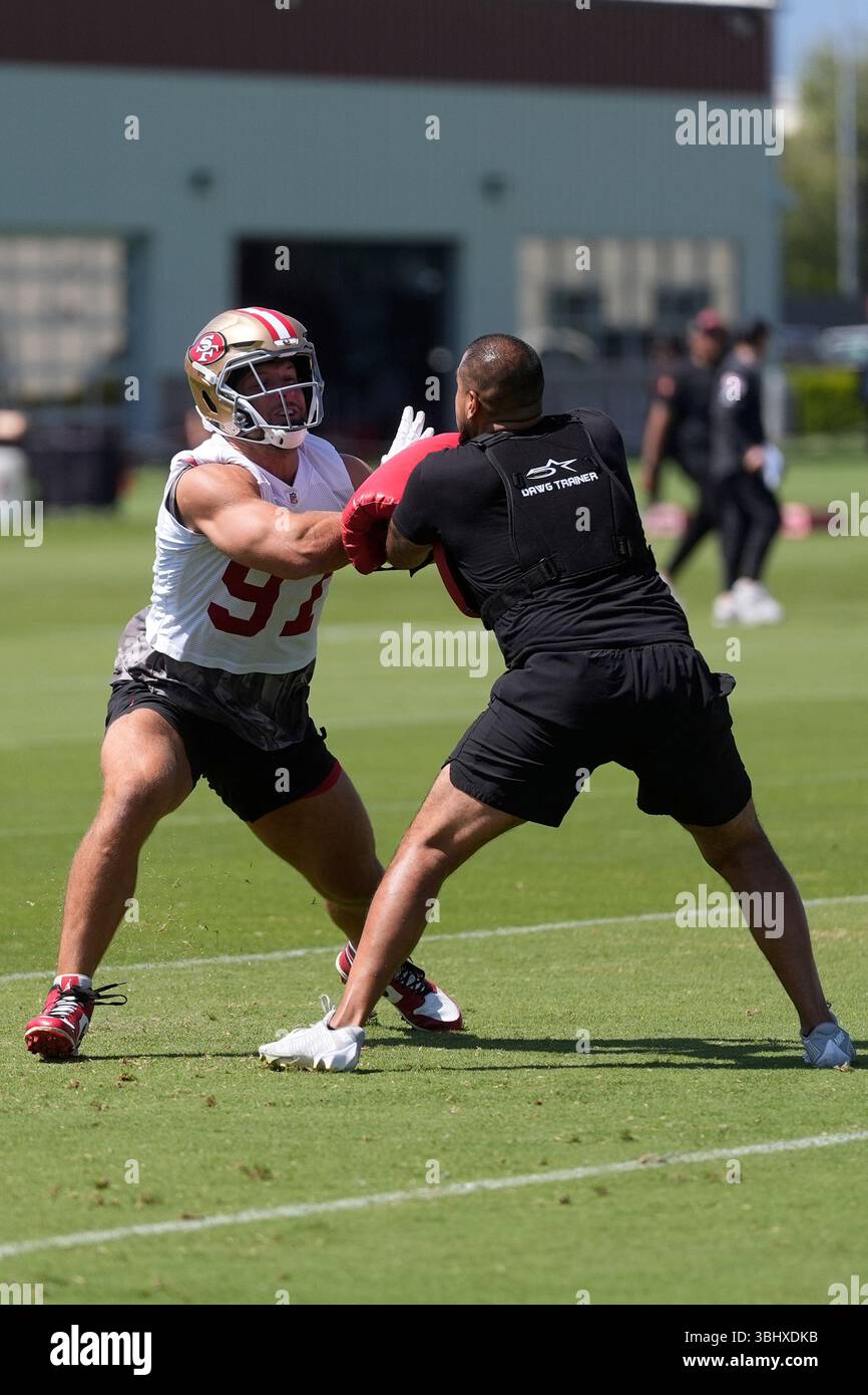 San Francisco 49ers defensive end Nick Bosa (97) runs a drill during ...