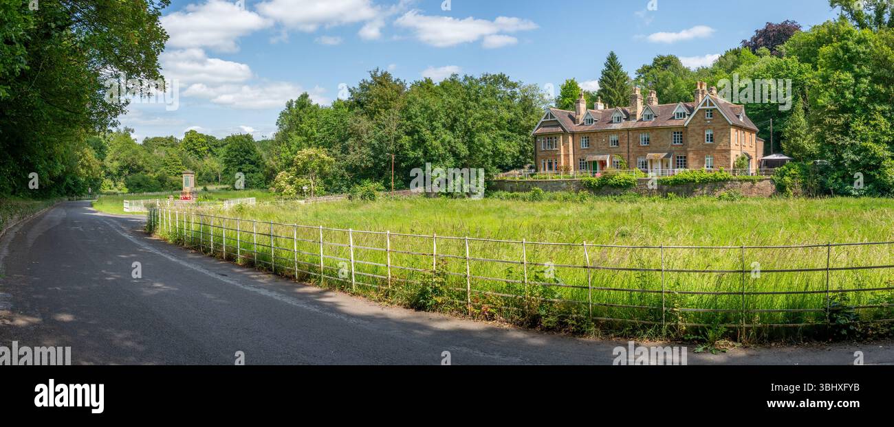 The village of Pleasley vale on the Nottinghamshire, Derbyshire built ...