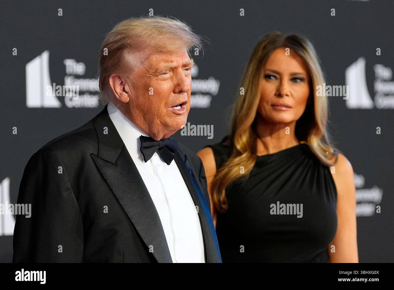 President Donald Trump and first lady Melania Trump arrive to view ...