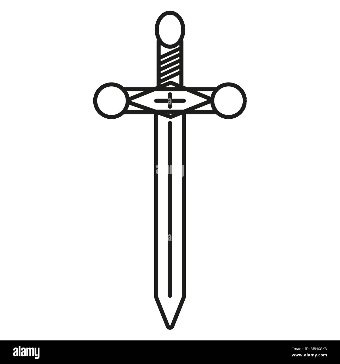 Sword icon. Medieval blade weapon. Vector knight symbol. Cross handle ...