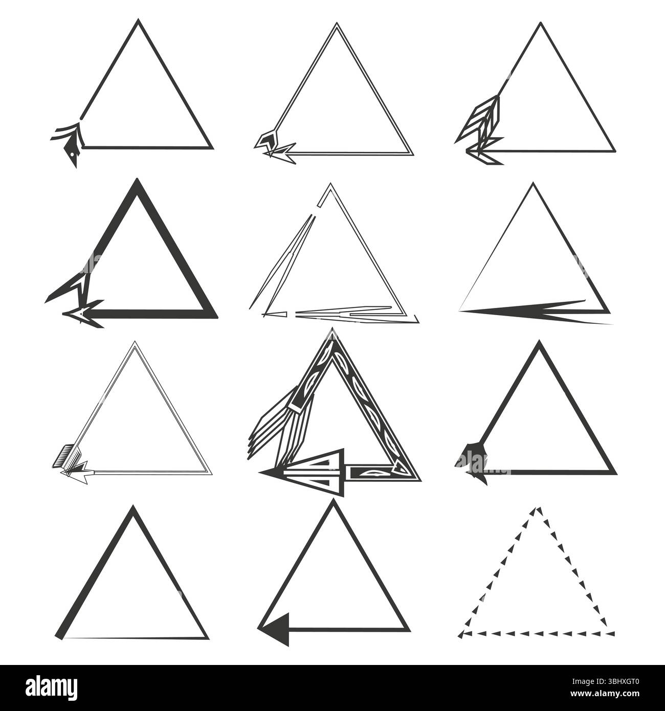 Geometric triangle borders. Arrow elements included. Stylized line ...