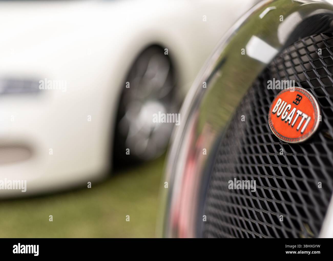 A Bugatti radiator grill at the London Concours classic car show 2025 ...