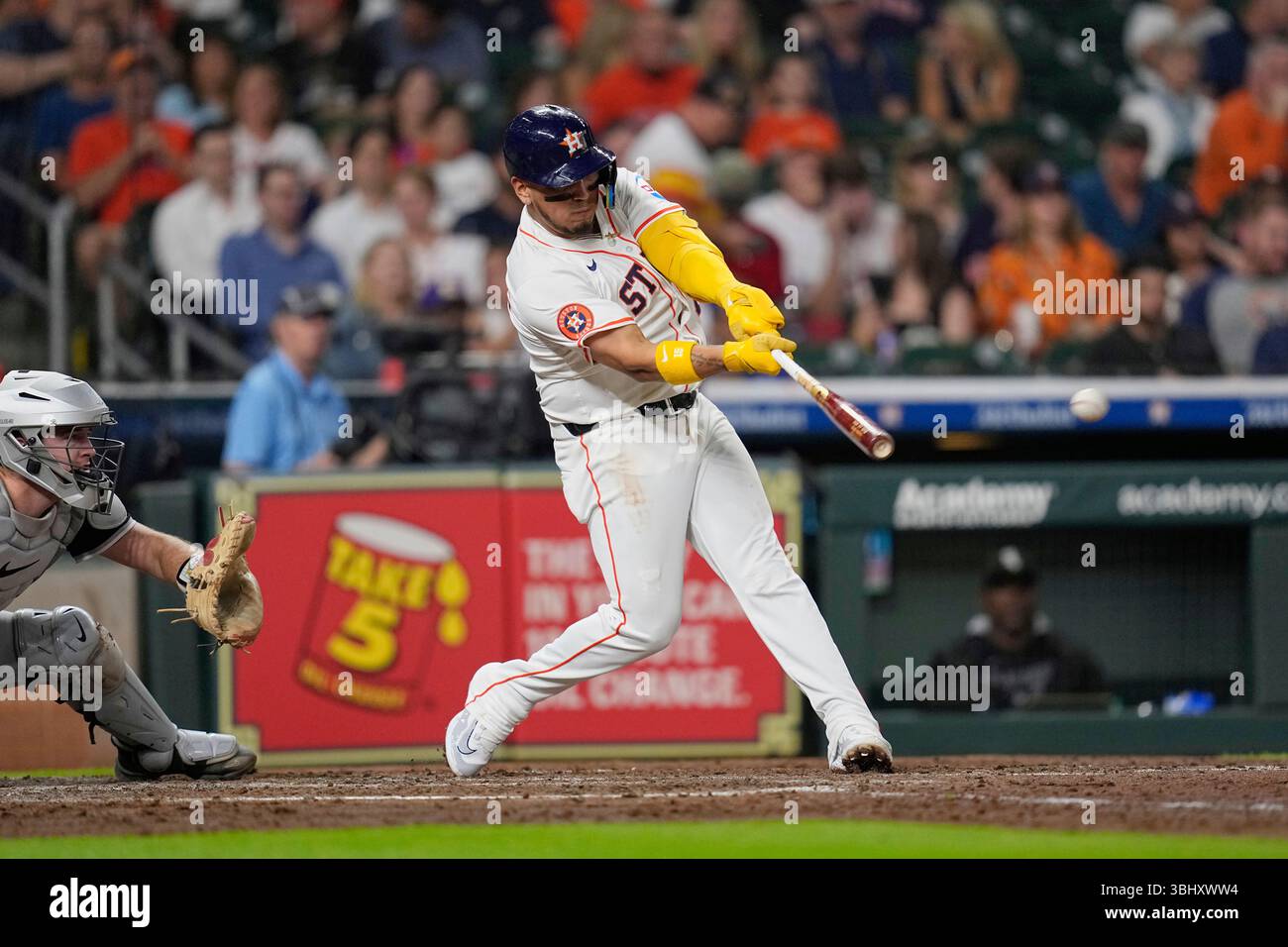 Houston Astros' Isaac Paredes hits a RBI double against the Chicago ...