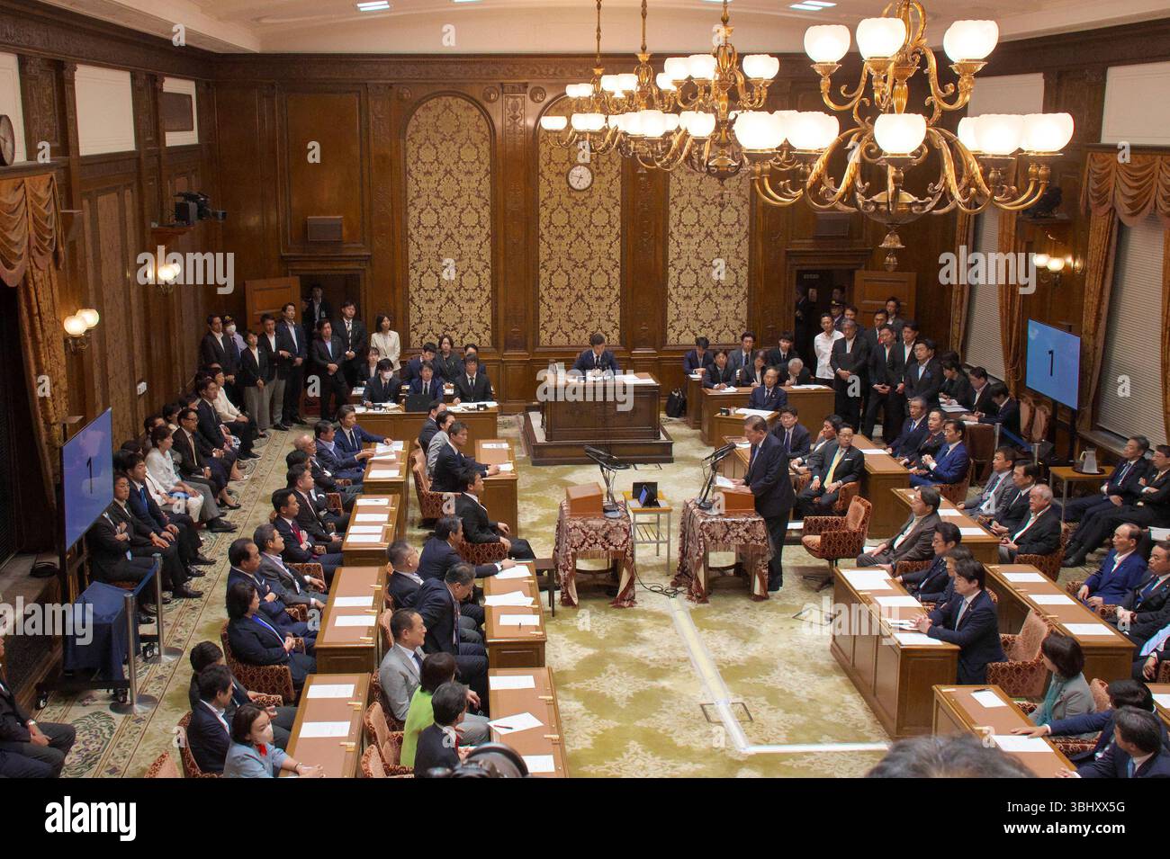 Japanese Prime Minister Shigeru Ishiba answers a question during a ...