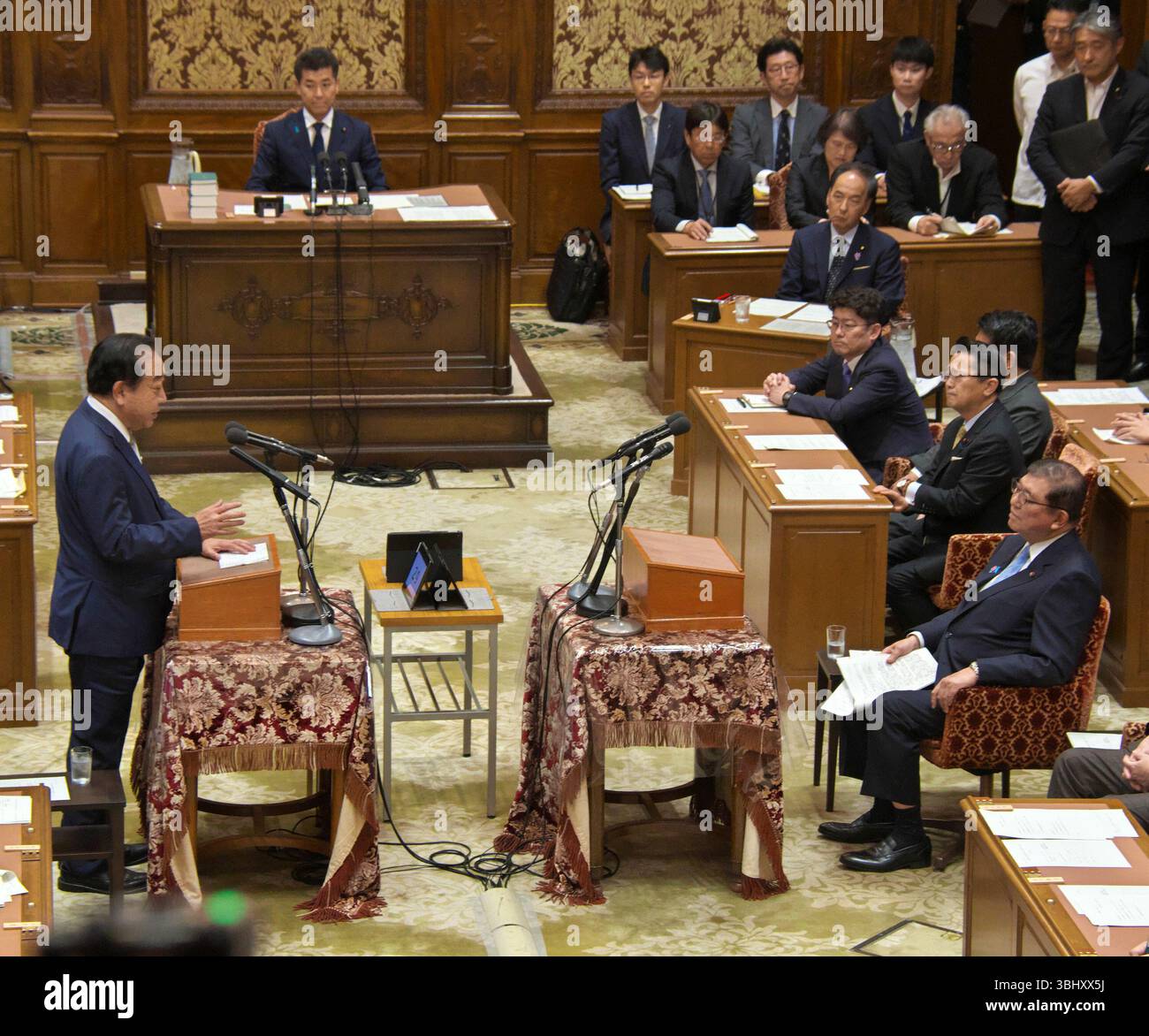 Constitutional Democratic Party of Japan leader Yoshihiko Noda (L ...