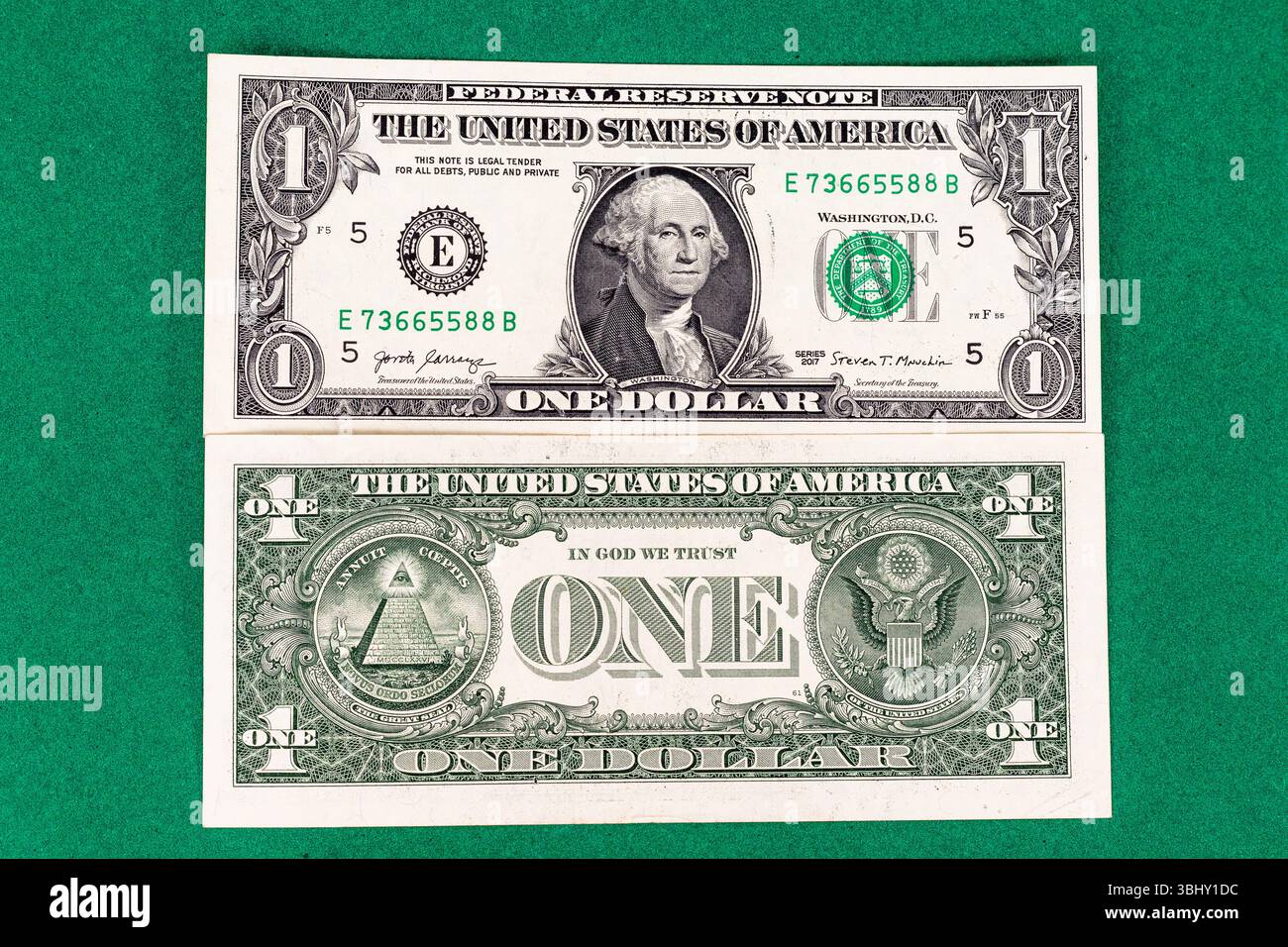 Front and Back of United States One Dollar Bill Stock Photo - Alamy