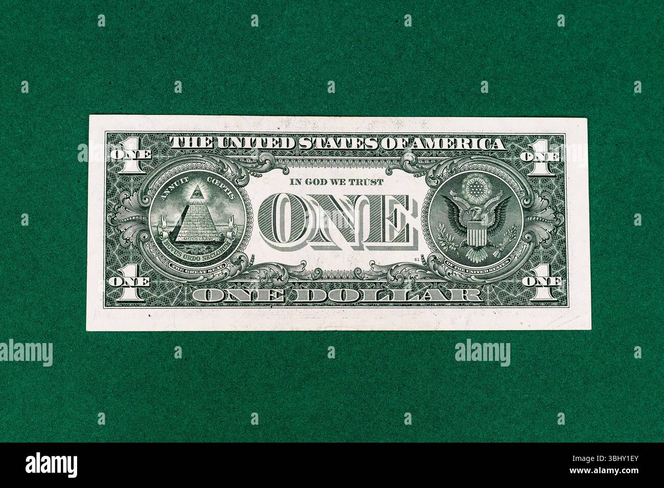 Reverse Side of One Dollar Bill Featuring Pyramid and Great Seal Stock ...