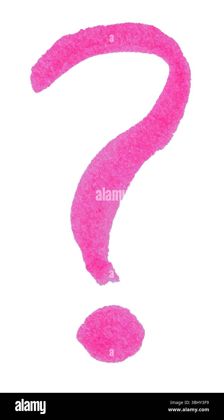 A Bright Pink handwritten Question Mark isolated on white Stock Photo ...