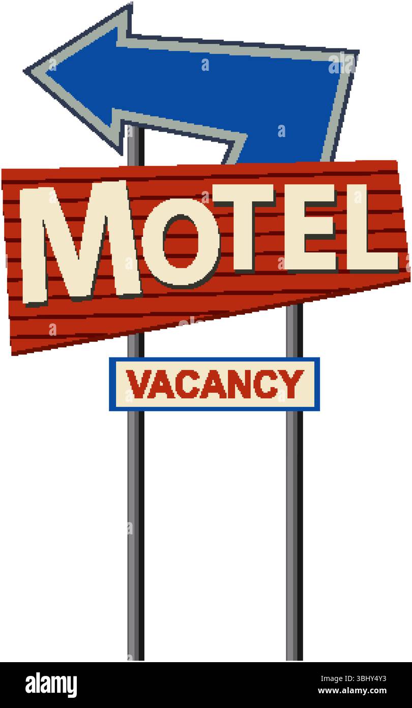 Vintage-style illustration of a motel sign with bold colors and a large ...