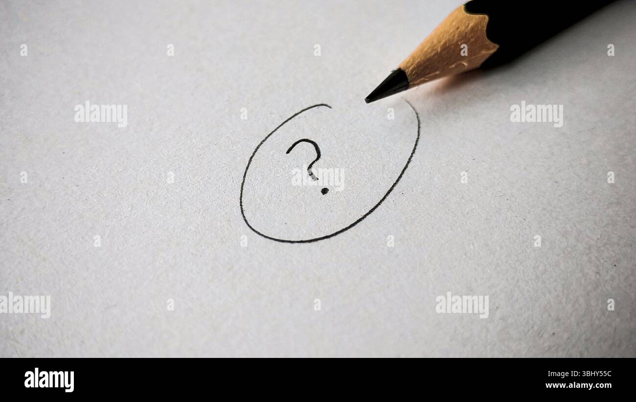 Close-up of a Pencil Drawing a Question Mark on Paper Stock Photo - Alamy