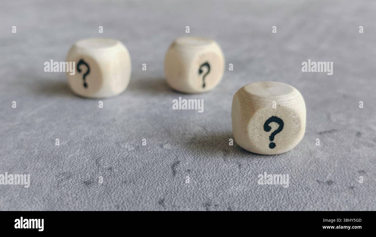 Dice with question marks hi-res stock photography and images - Alamy