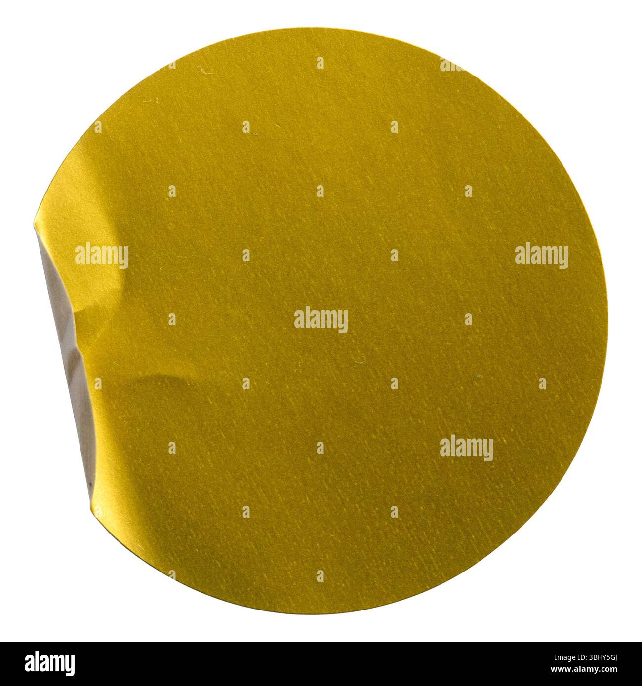 blank gold round adhesive paper sticker label isolated on white ...