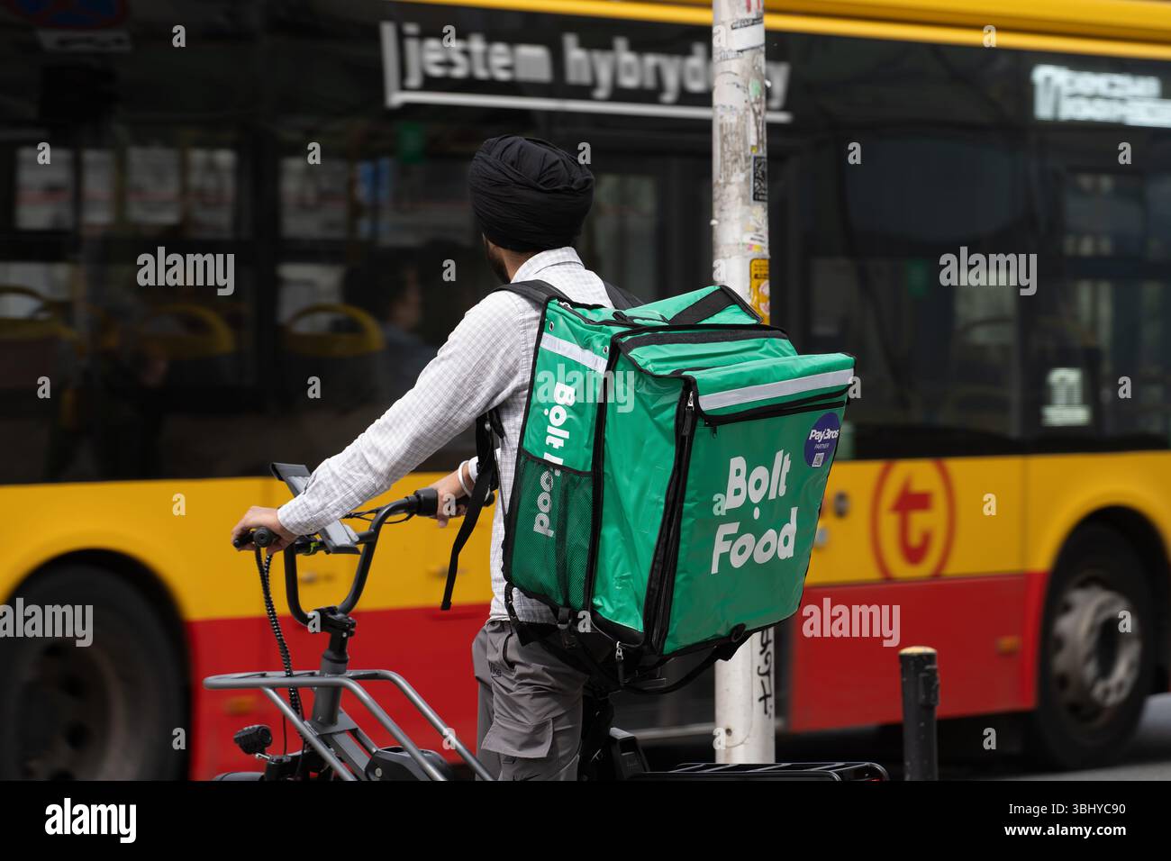 June 10, 2025, Poland: A Bolt food delivery service courier is seen ...