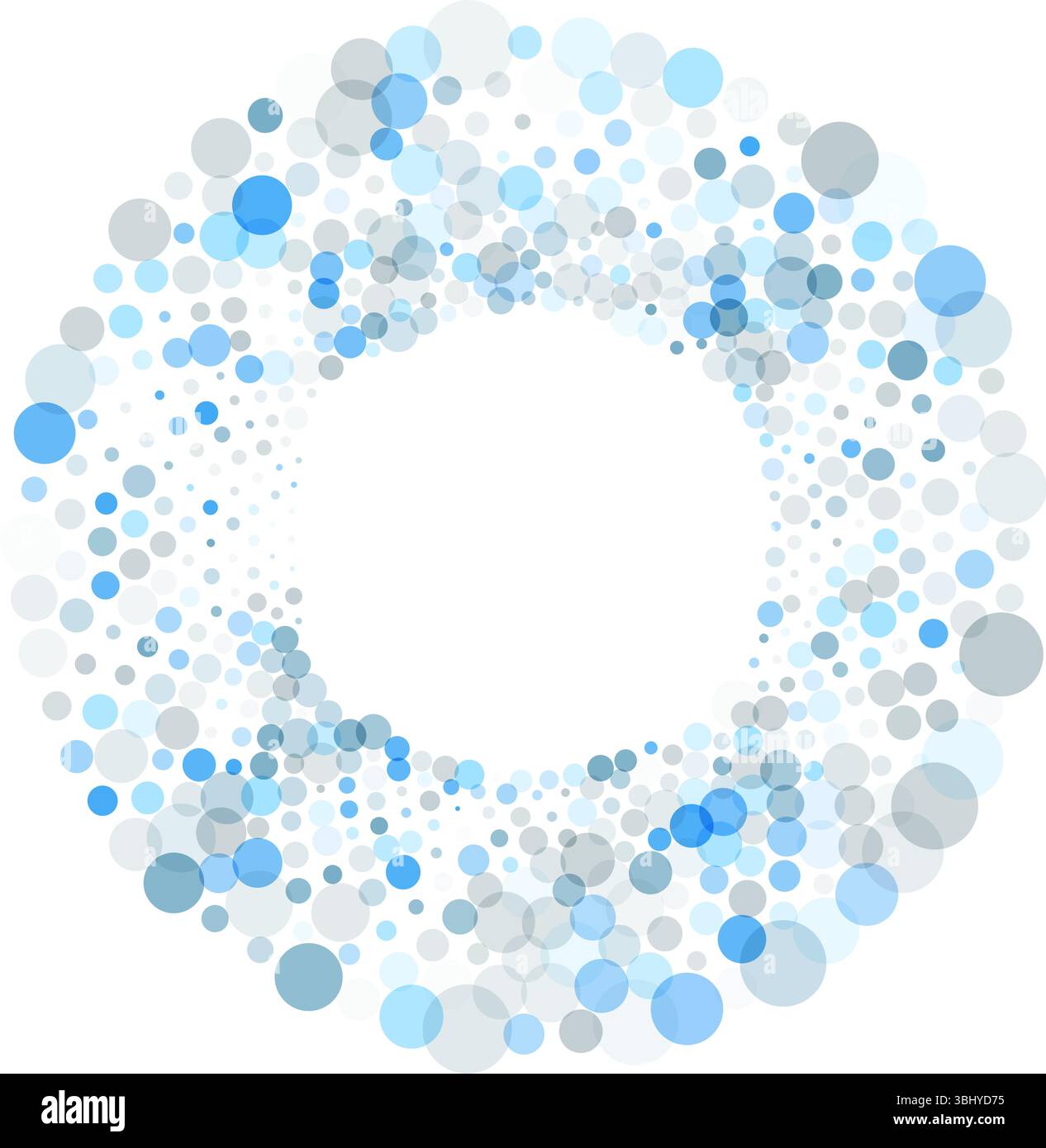 Blue and white colored spots, circle round frame, vector pattern ...
