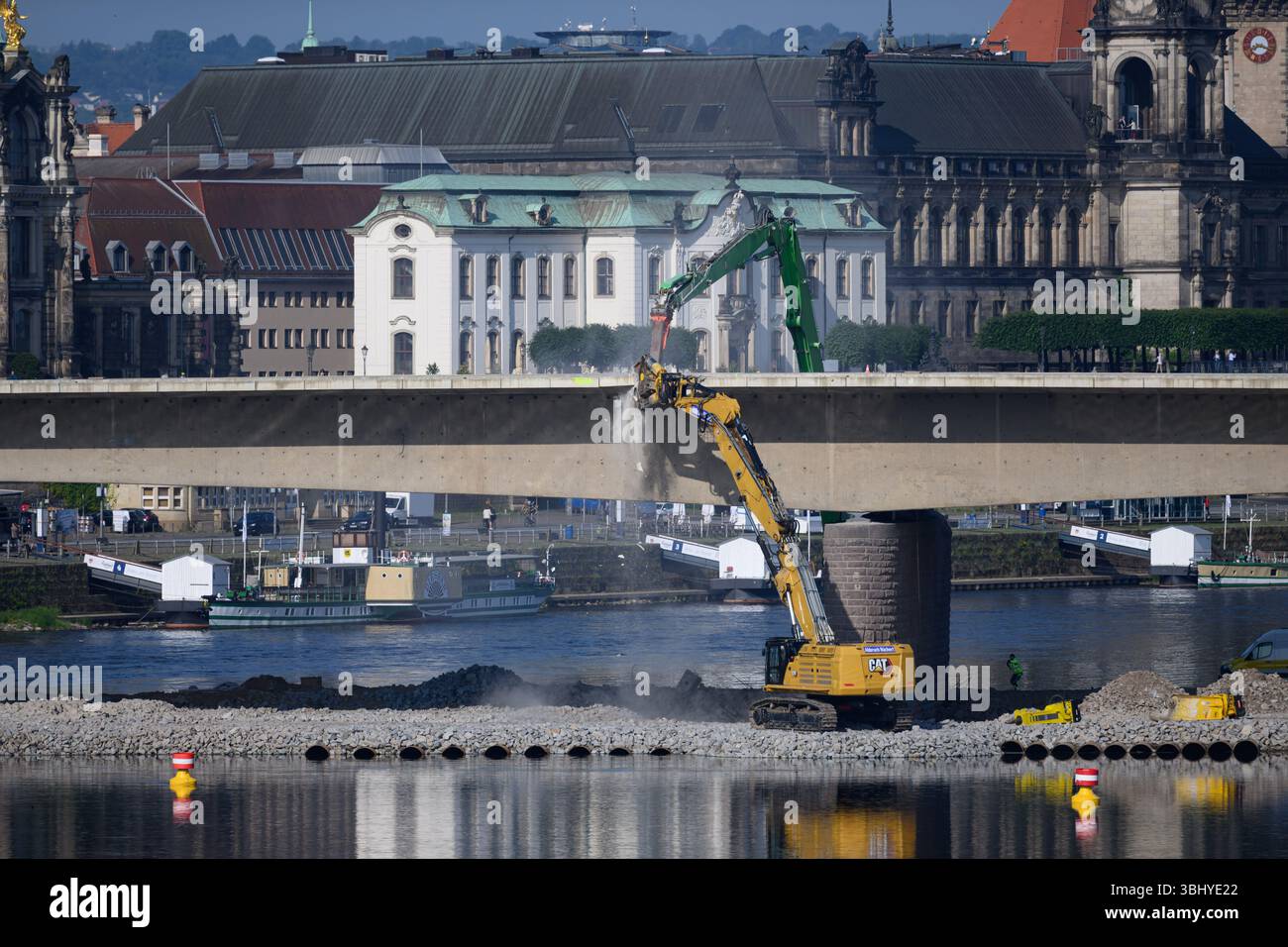 12 June 2025, Saxony, Dresden: Demolition work has begun on the ...