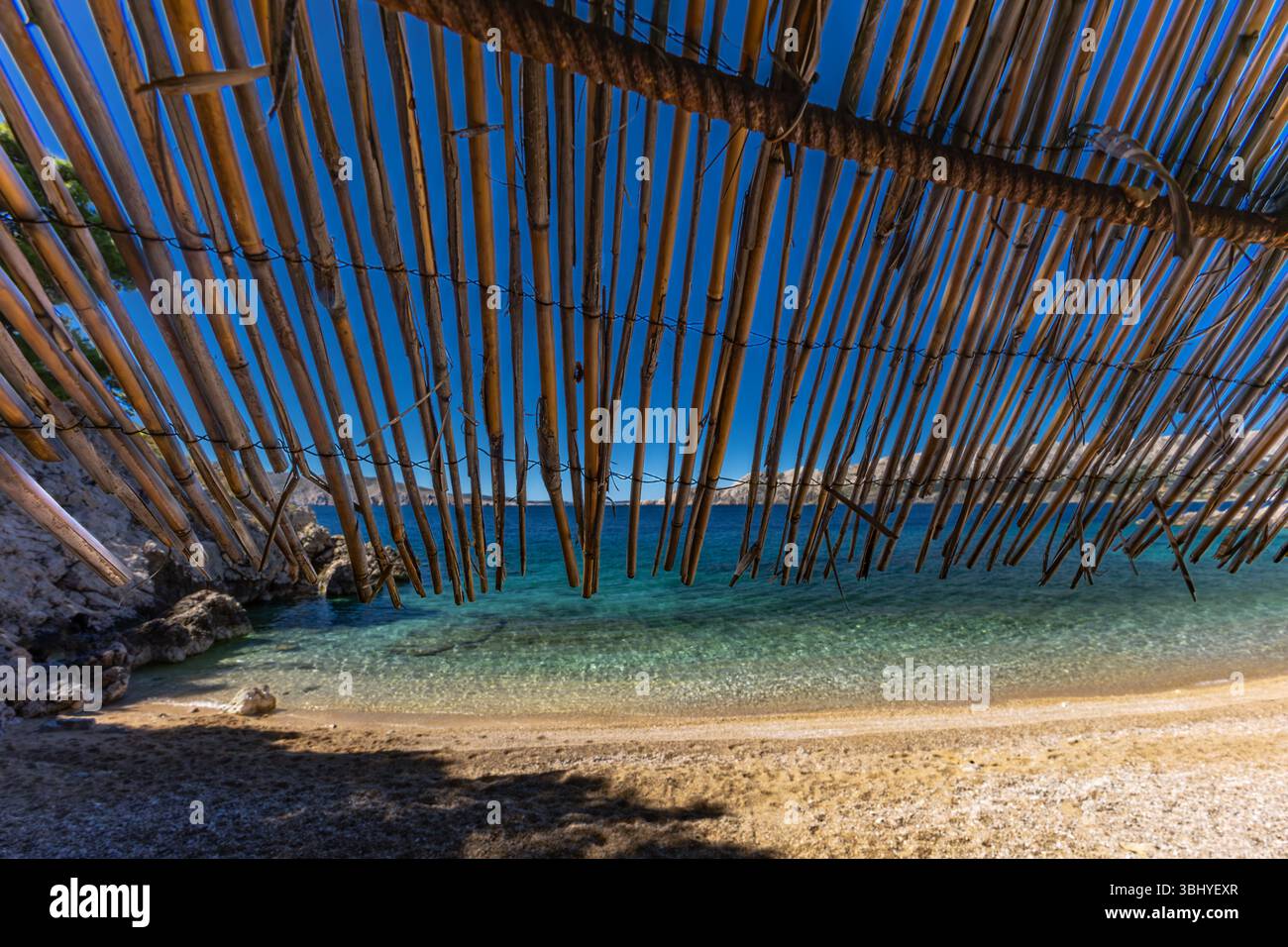The most beautiful beach on the island of KRK Jablanova beach, straw ...
