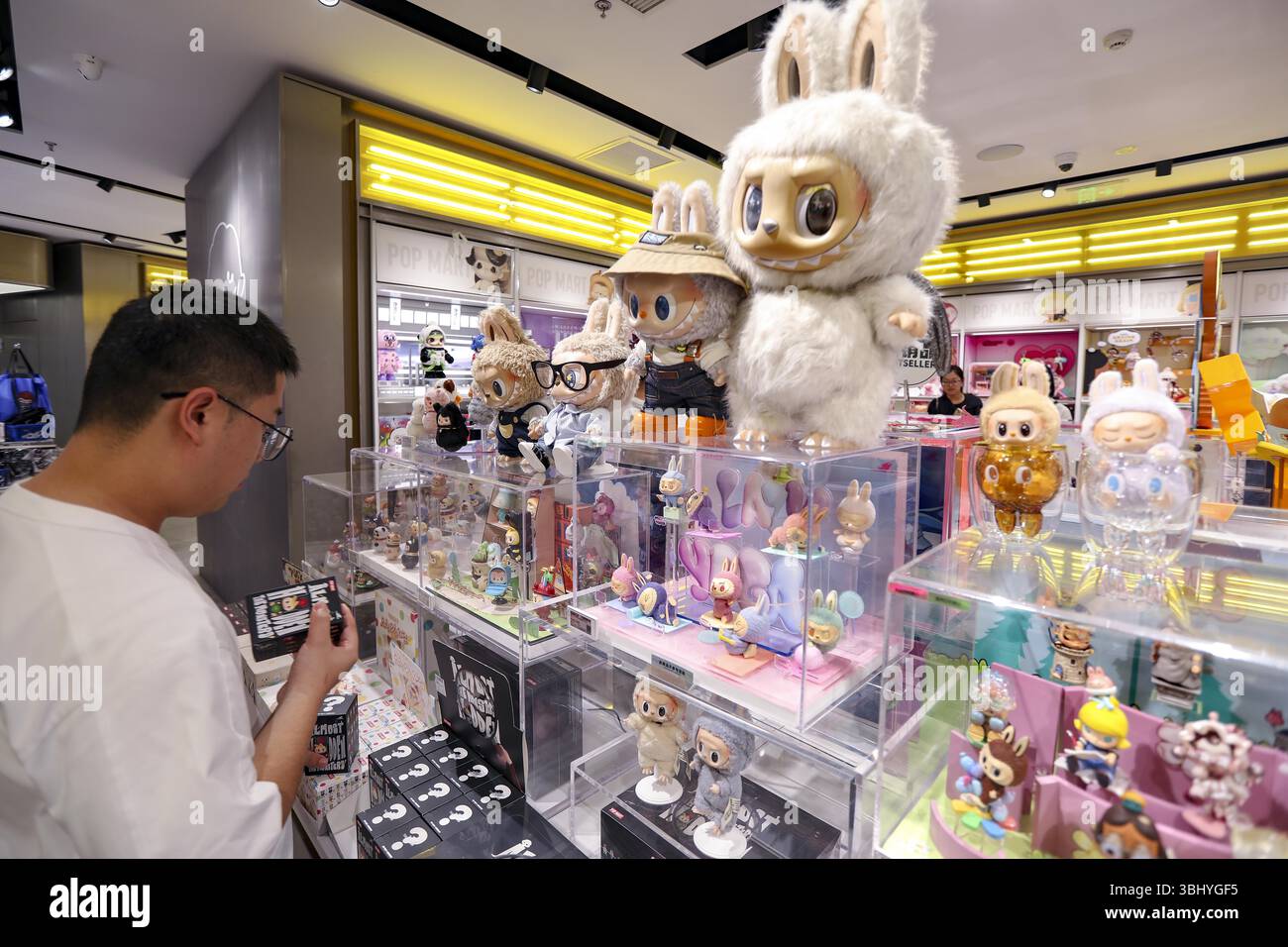 Labubu figures are displayed at a Pop Mart store in Shanghai, China, 9 ...