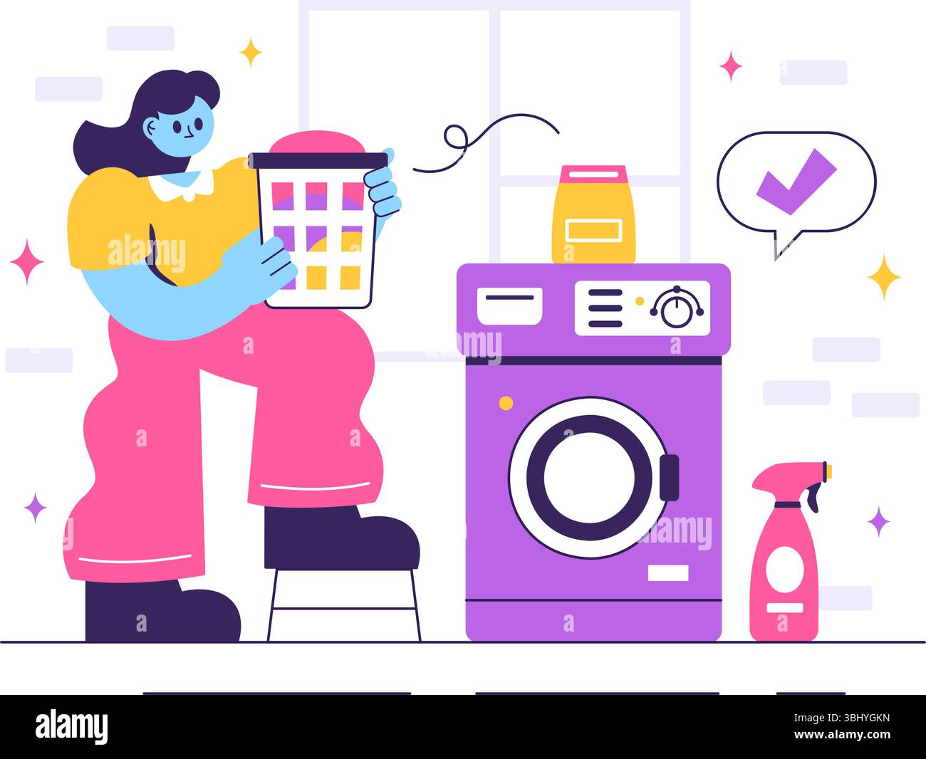 Laundry Room Vector Illustration Featuring Washing and Drying Machines ...