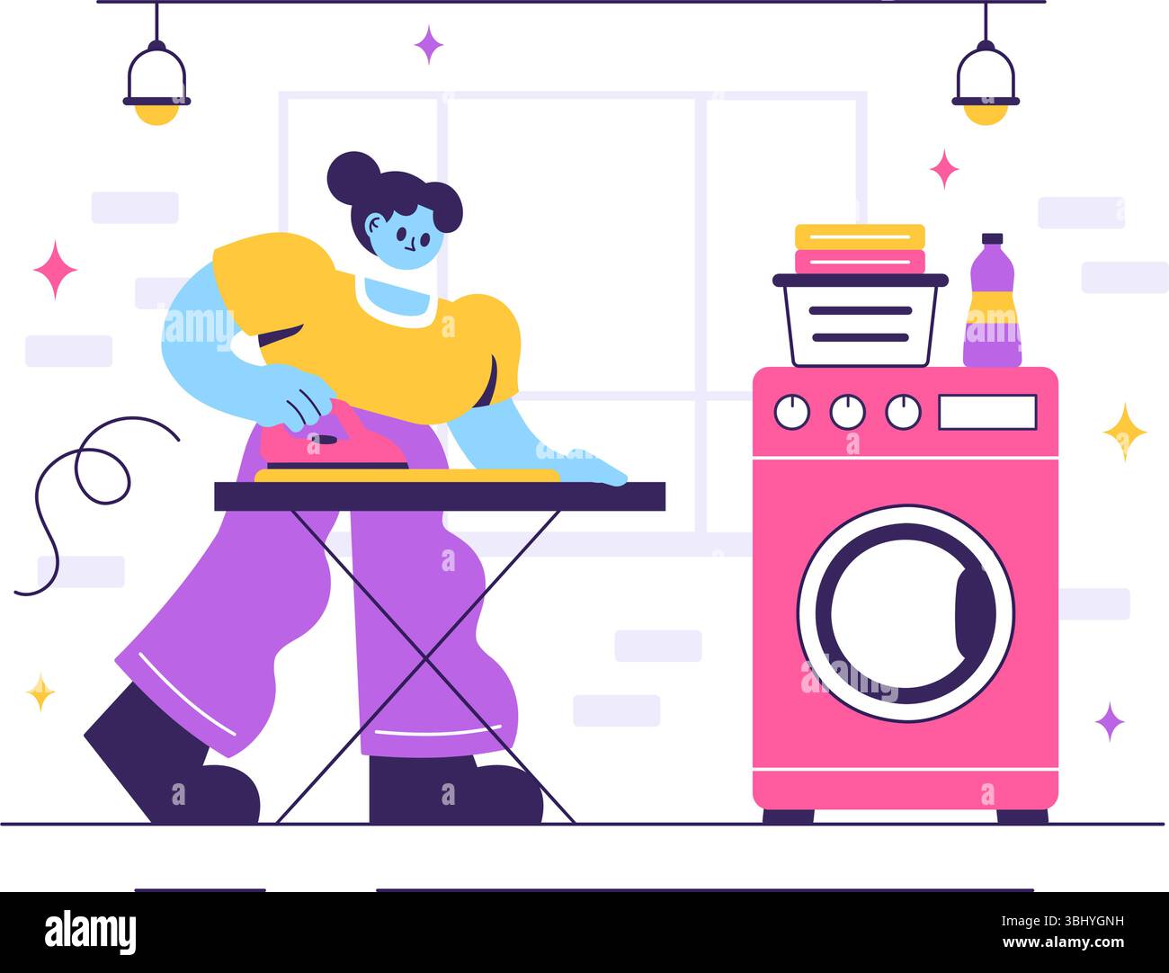 Laundry Room Vector Illustration Featuring Washing and Drying Machines ...