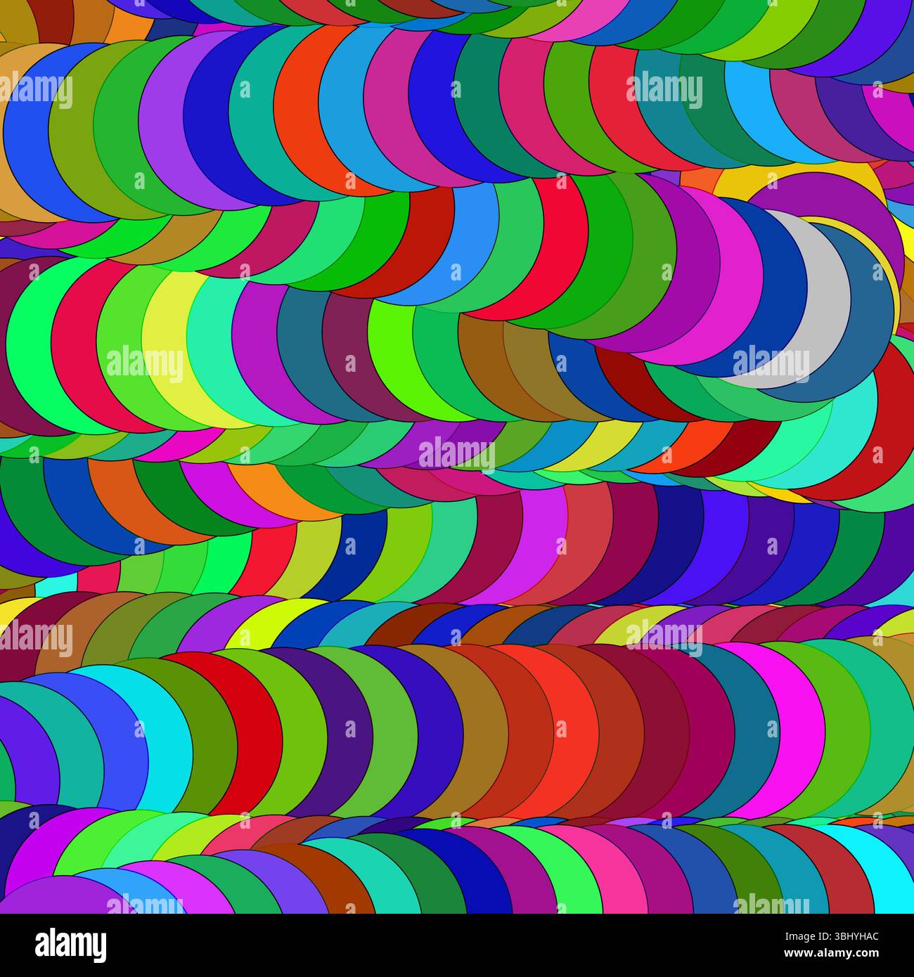 A colorful pattern of circles in various shades of rainbow colors. The ...