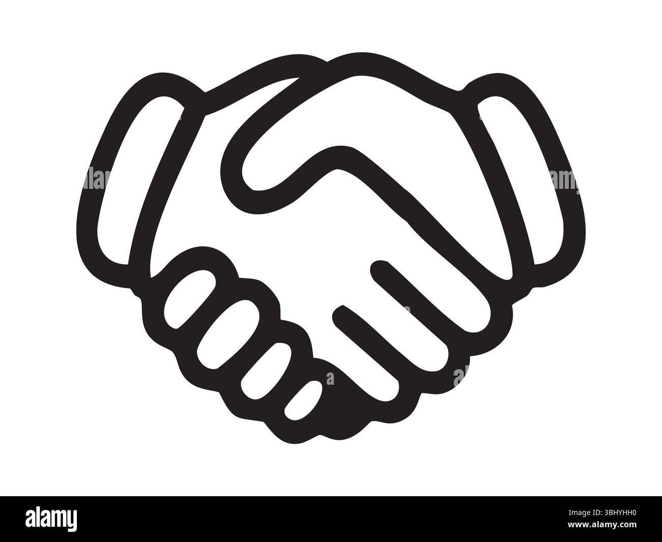 Black outline of handshake icon symbolizing agreement, partnership, and ...