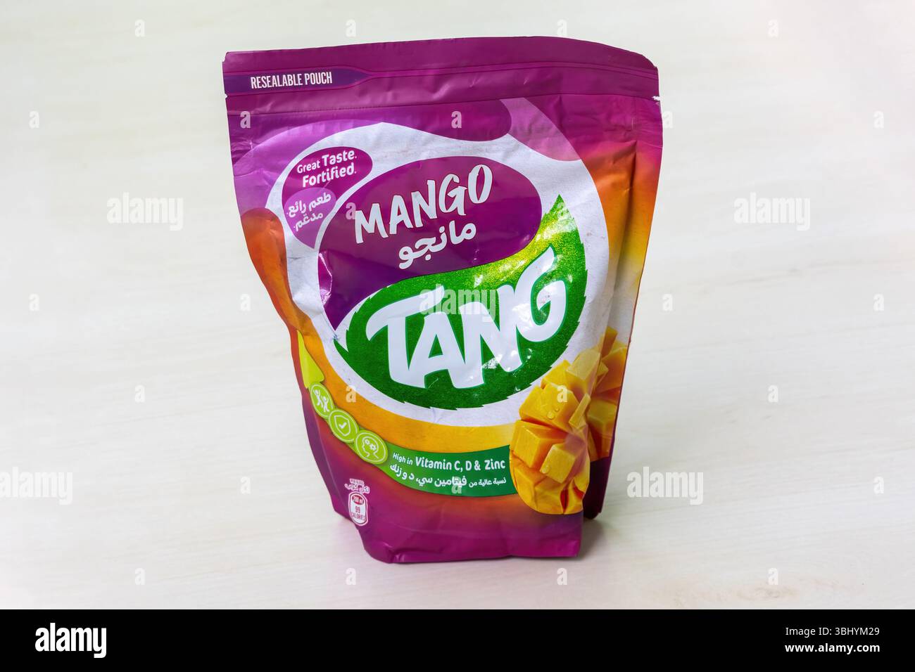 Tang mango flavored fruit drink in a resealable pouch. High in vitamins ...