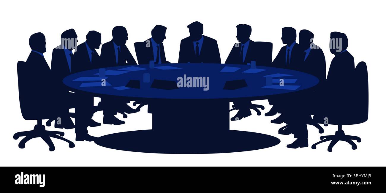 Business meeting negotiation silhouettes concept. Group of people in ...