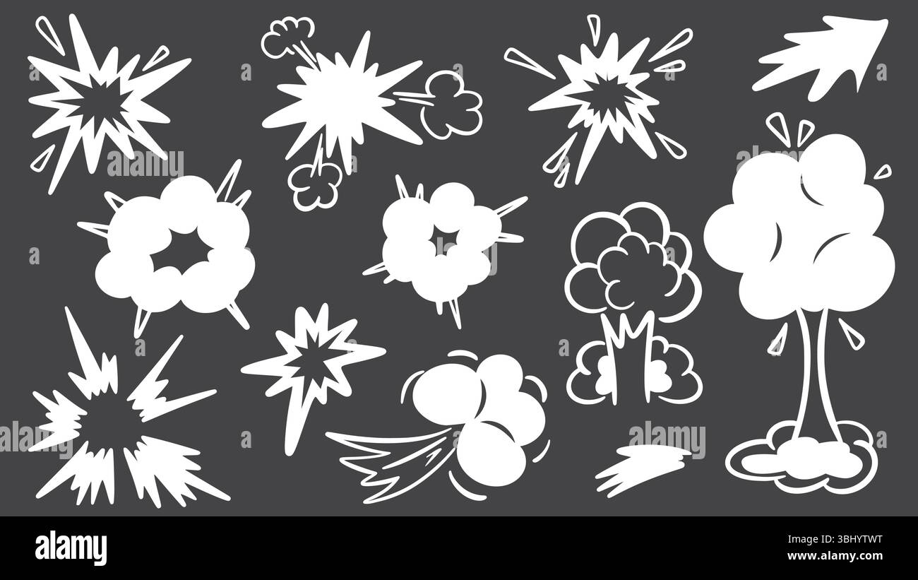 Cartoon explosion steam clouds hi-res stock photography and images - Alamy