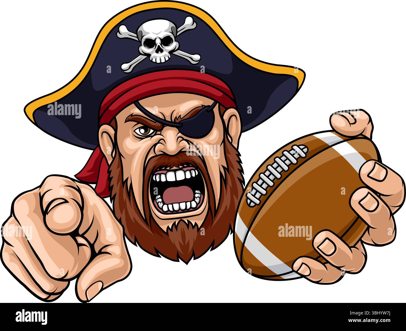 Pirate American Football Ball Sports Team Mascot Stock Vector Image ...