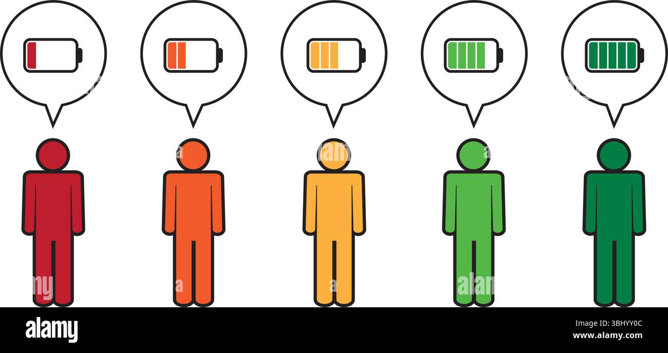 people with empty and fully charged battery pictogram isolated vector ...