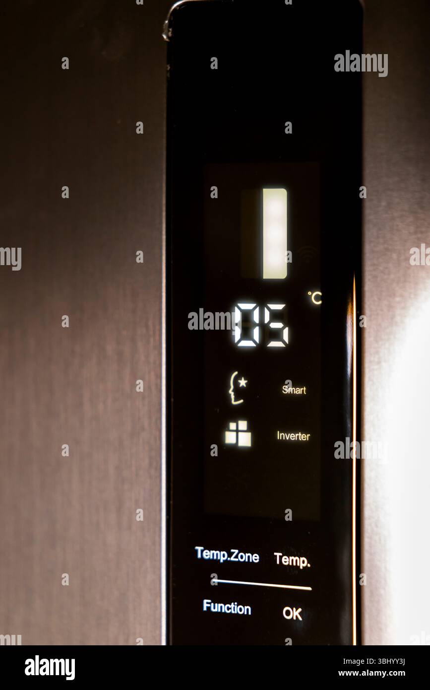 Digital control panel of a smart refrigerator set at 5C Stock Photo - Alamy