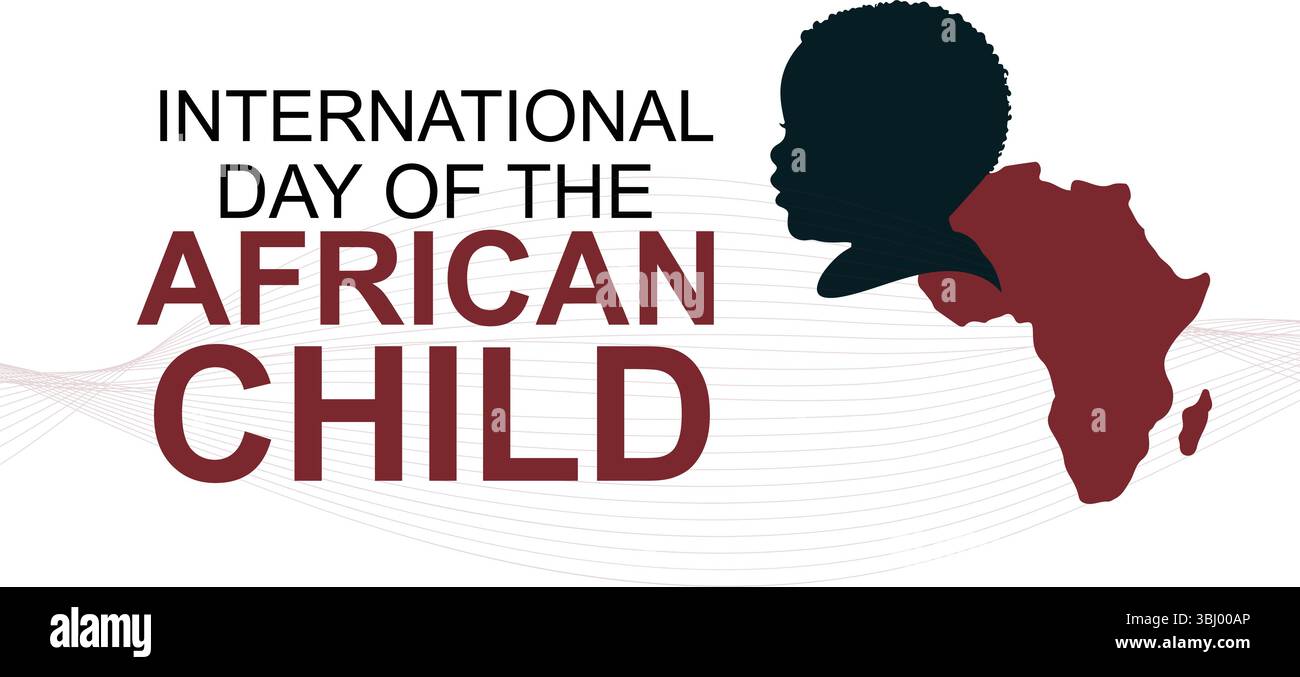 African Child Day Banner with Silhouette and Map Stock Vector Image ...