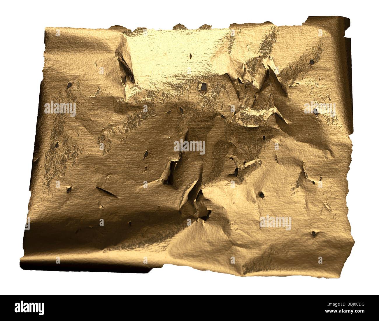 Torn, rippled gold foil texture with a glossy, pearlescent finish ...
