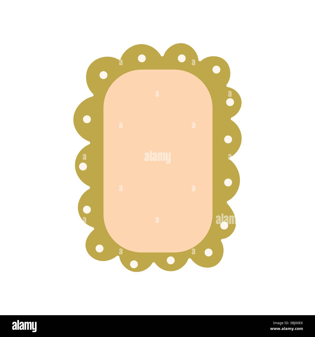 Minimal green scalloped frame with soft peach center. Perfect template ...