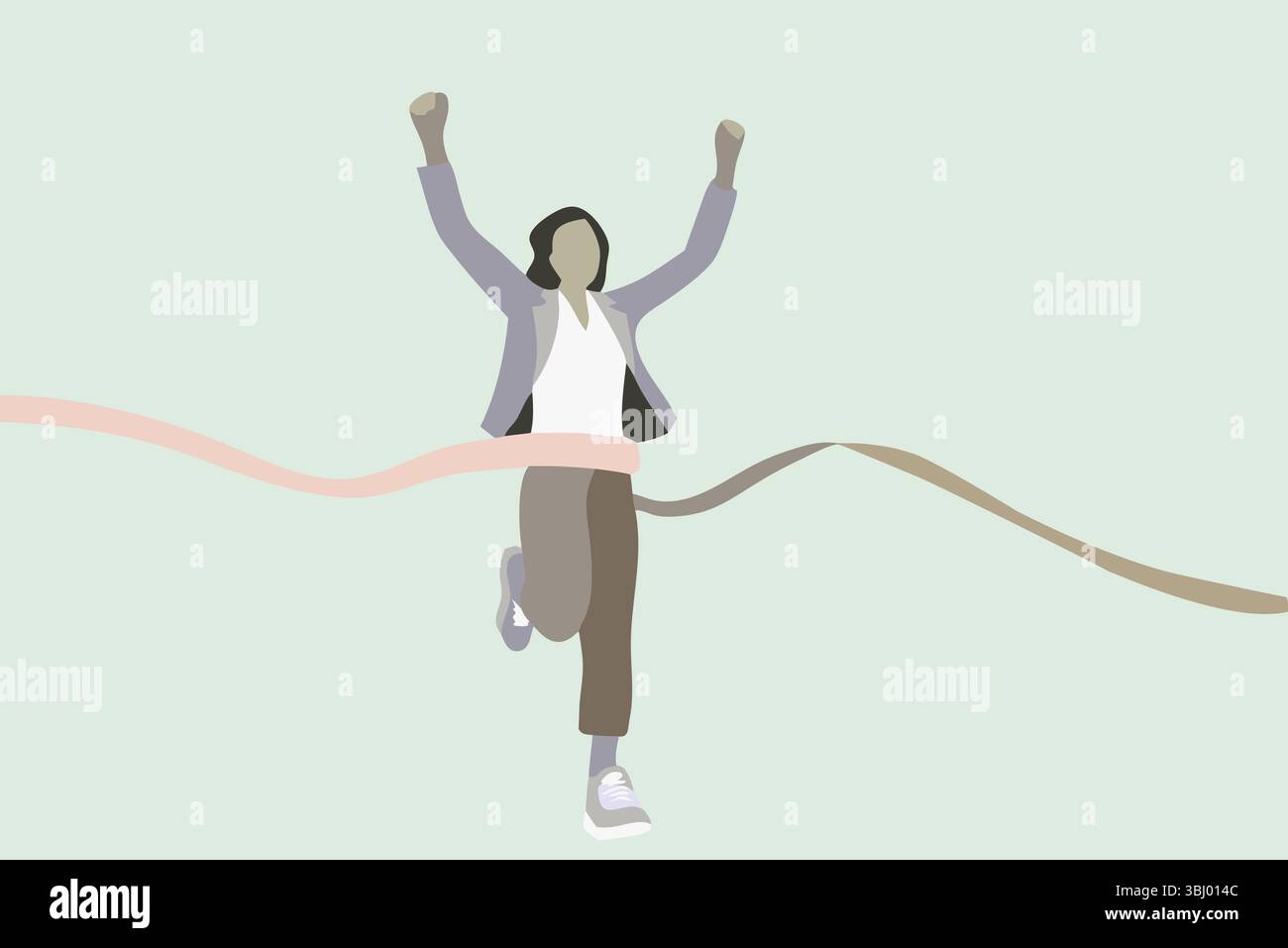 Illustration of a businesswoman crossing the finish line, symbolizing ...