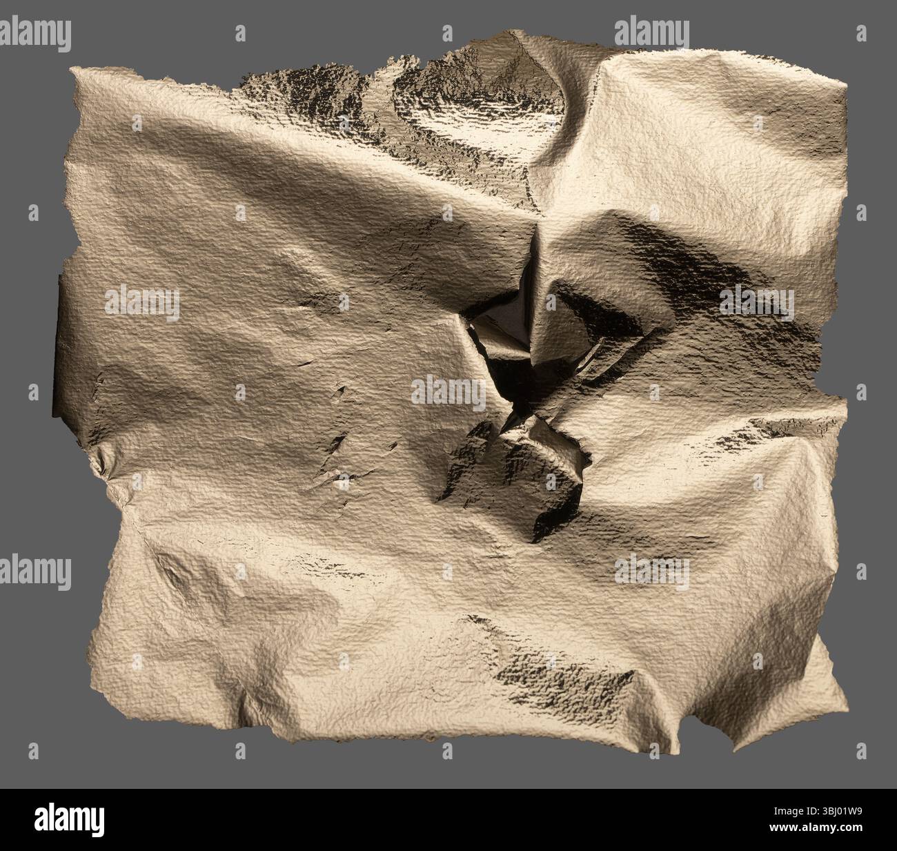 Torn, rippled gold foil texture with frayed, ragged edges, creating a ...