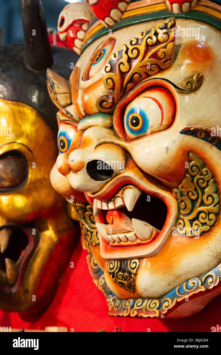 Tibetan Buddhist Demon Mask Displayed in a Shop Stock Photo - Alamy