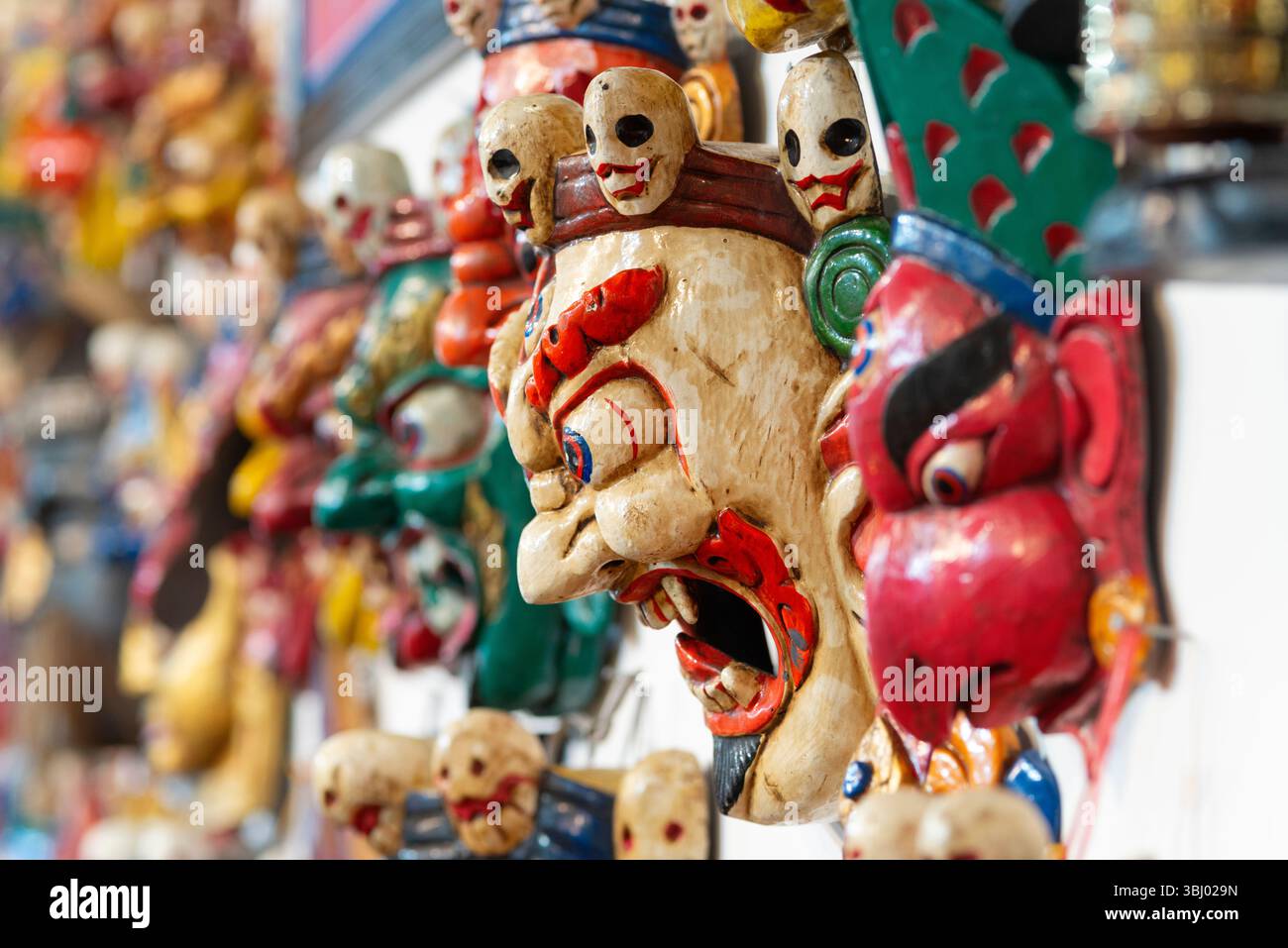 Tibetan Buddhist Demon Mask Displayed in a Shop Stock Photo - Alamy