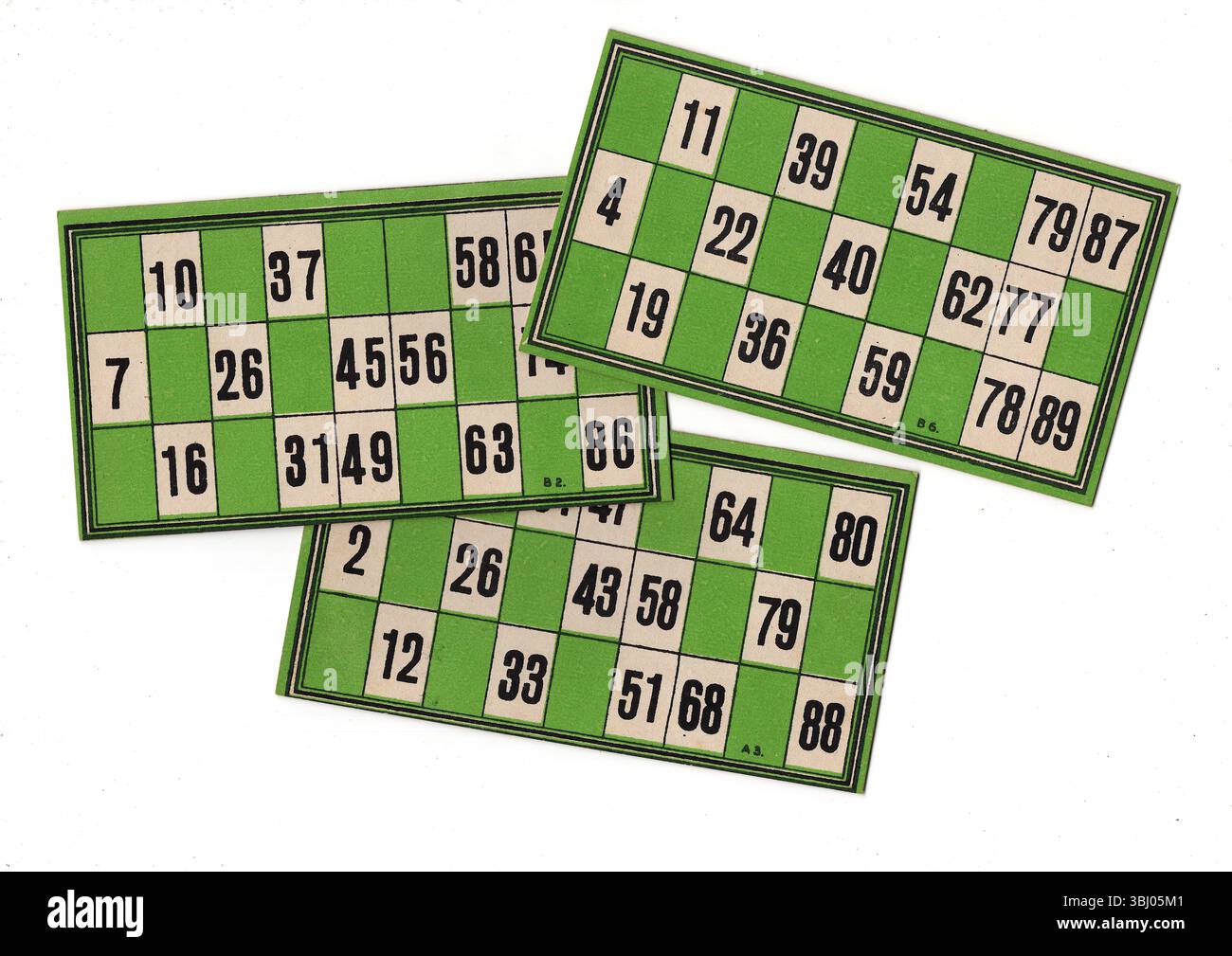 Vintage lotto or bingo cards on a white background Stock Photo - Alamy