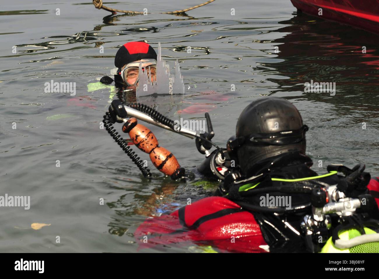 a fire department rescue diver with scuba equipment and gear fire ...