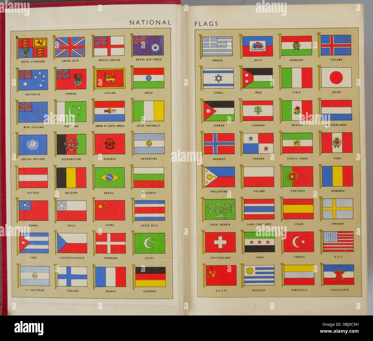 National flags from Pears Cyclopaedia book, 1956 1957 Stock Photo - Alamy