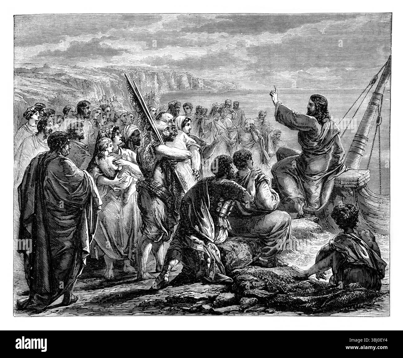 Illustration of Jesus Christ Teaching by the Sea of Galilee Matthew ...