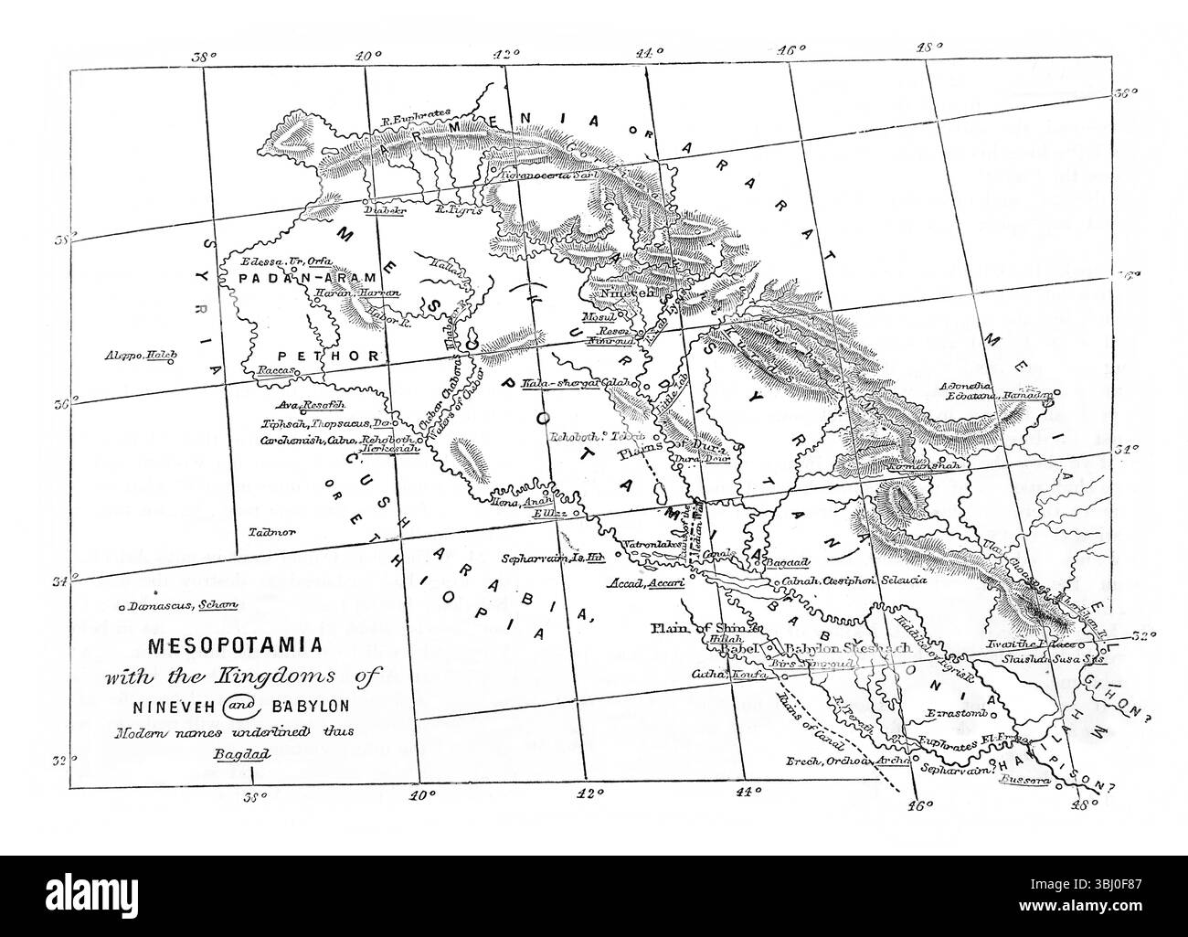 Illustration of Map of Mesopotamia with the Kingdoms of Nineveh and ...