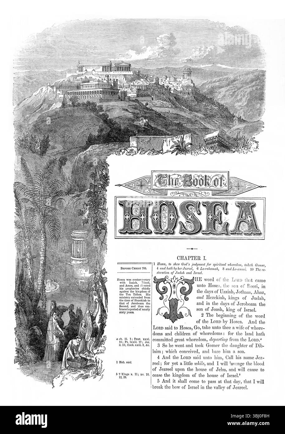 Title Page of the Book of Hosea from Antique 19th Century The Holy ...