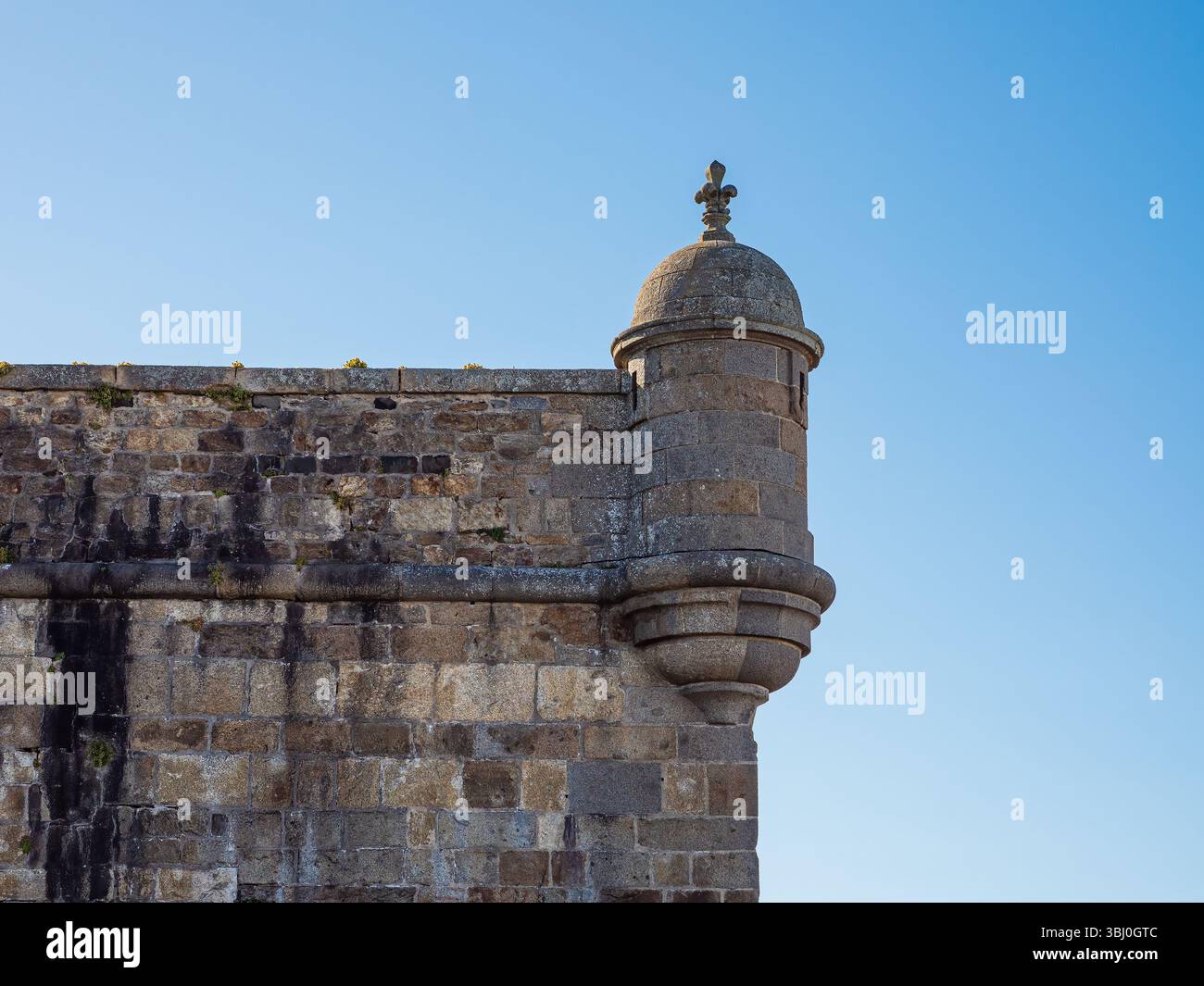 Close-up of a stone watchtower on the ramparts of Saint-Malo, Brittany ...